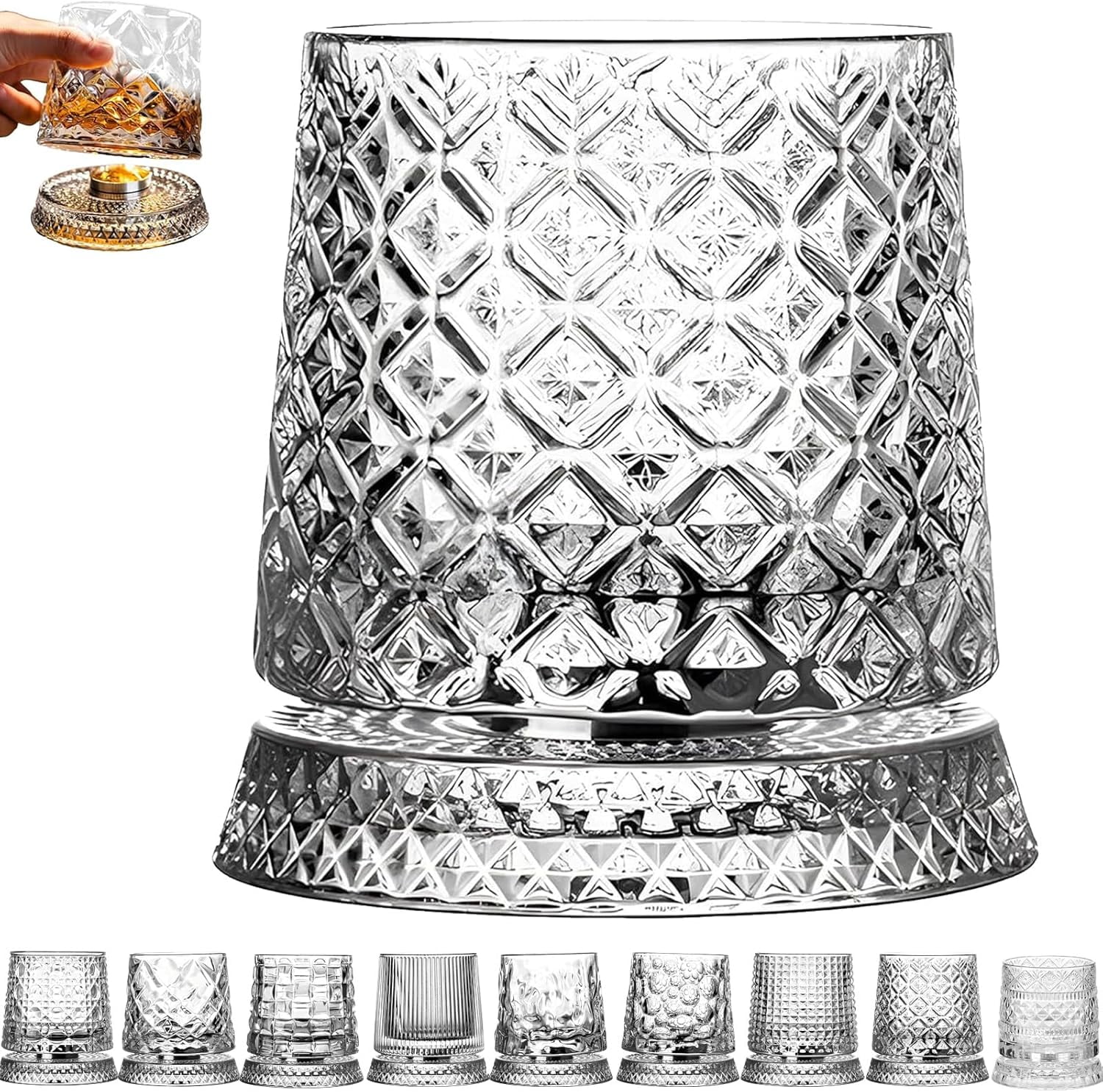 Greenpulser 360 Degree Rotating Whiskey Glass, Luxury Spinning Stress ...