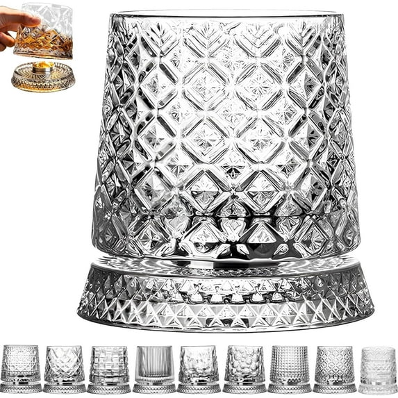 Greenpulser 360 Degree Rotating Whiskey Glass, Luxury Spinning Stress ...