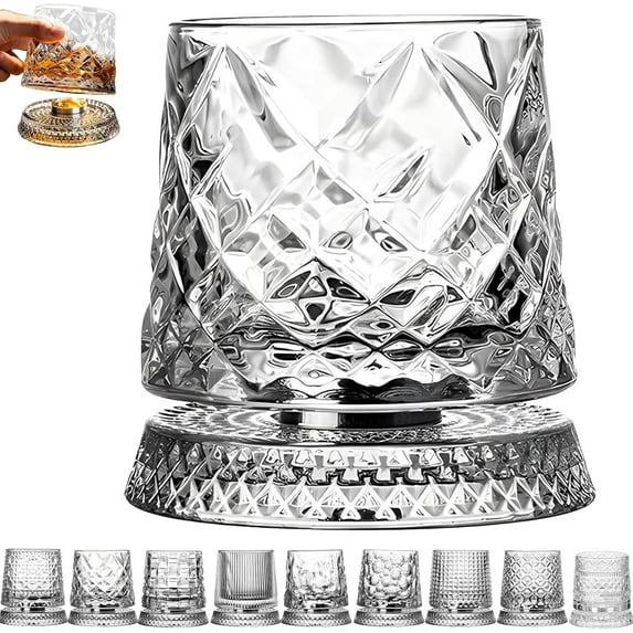 Greenpulser 360 Degree Rotating Whiskey Glass, Luxury Spinning Stress ...