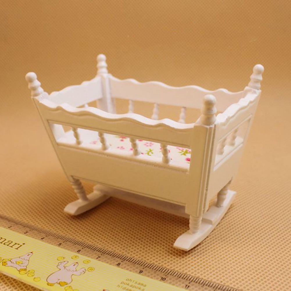 Greenred 1/12 Doll House Miniature Wooden Crib Baby Cradle Model ...