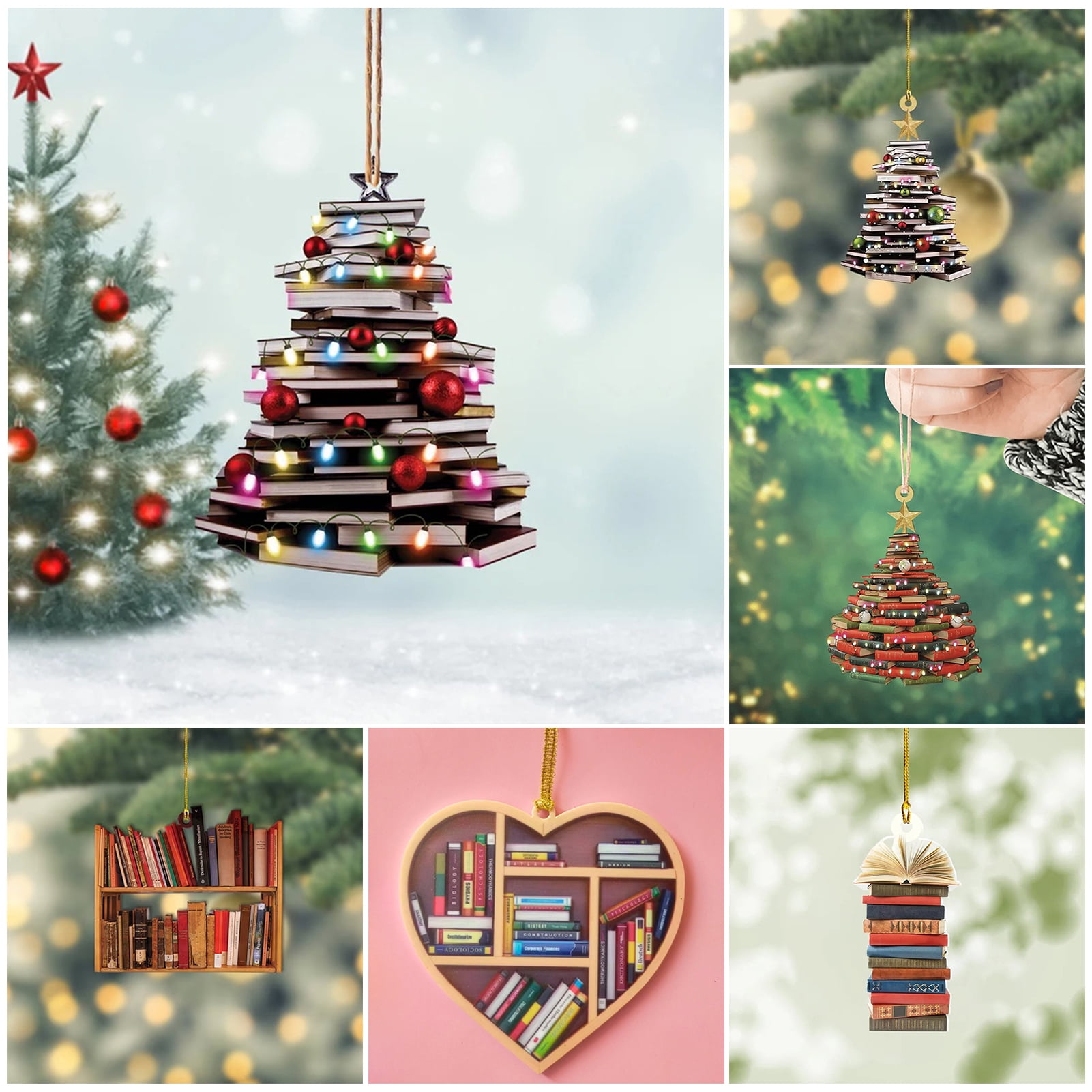 Greenred Reading Vintage Book Christmas Ornament Acrylic Craft Colorful ...