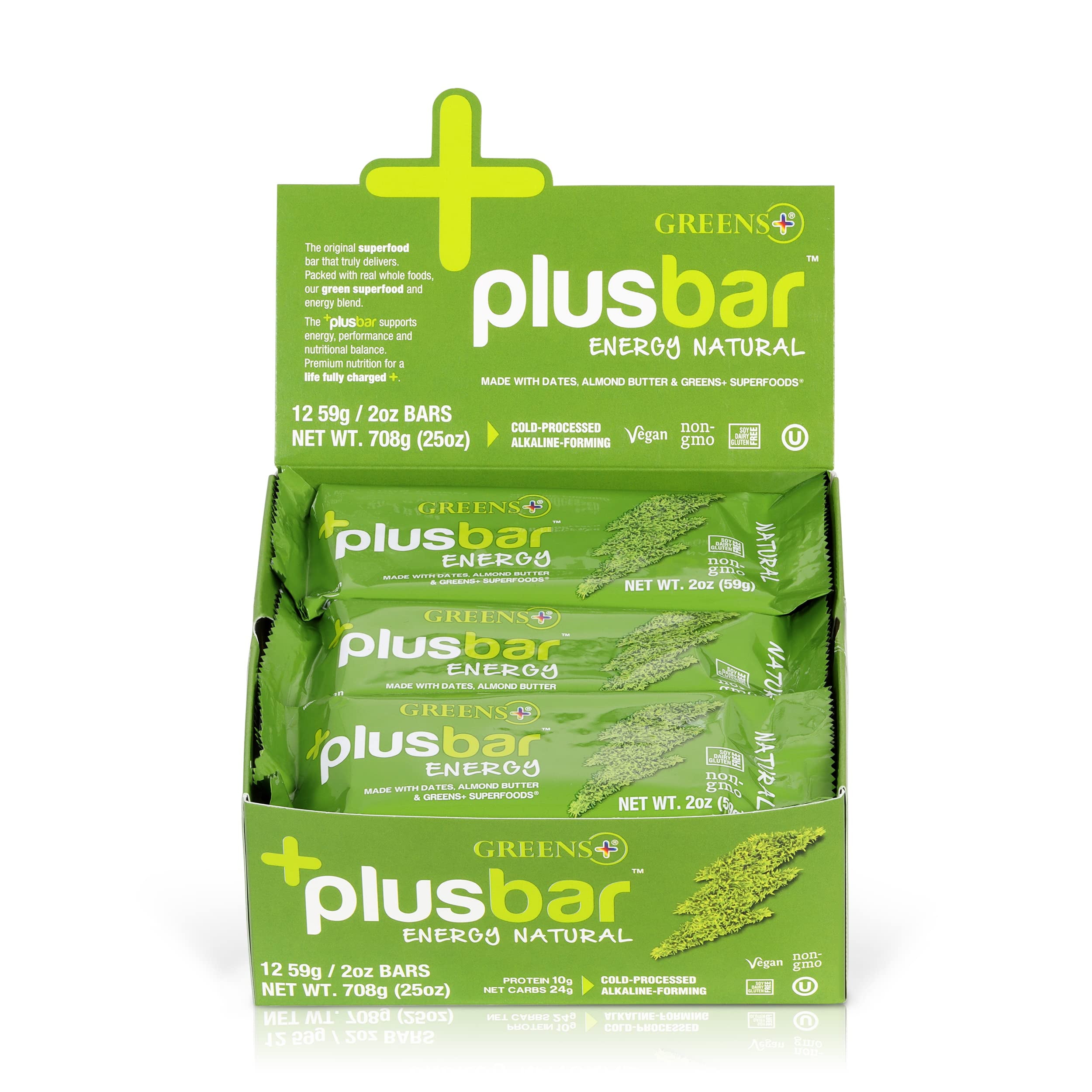 Greens Plus Plusbar Energy Natural Protein Bars, Vegan Low Carb Snacks ...