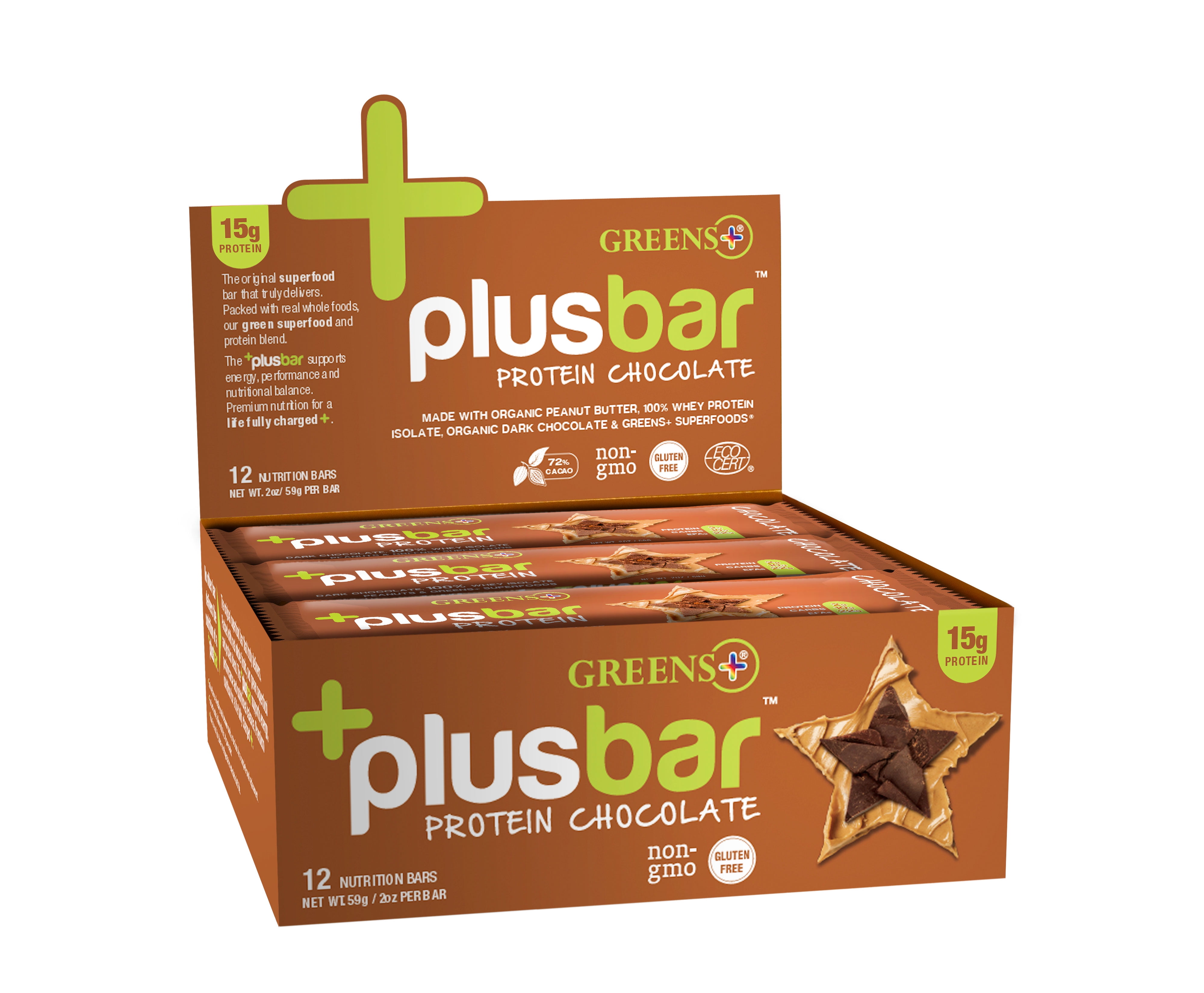 Greens Plus Plusbar Peanut Butter Protein Bars, Vegan Low Carb Snacks ...