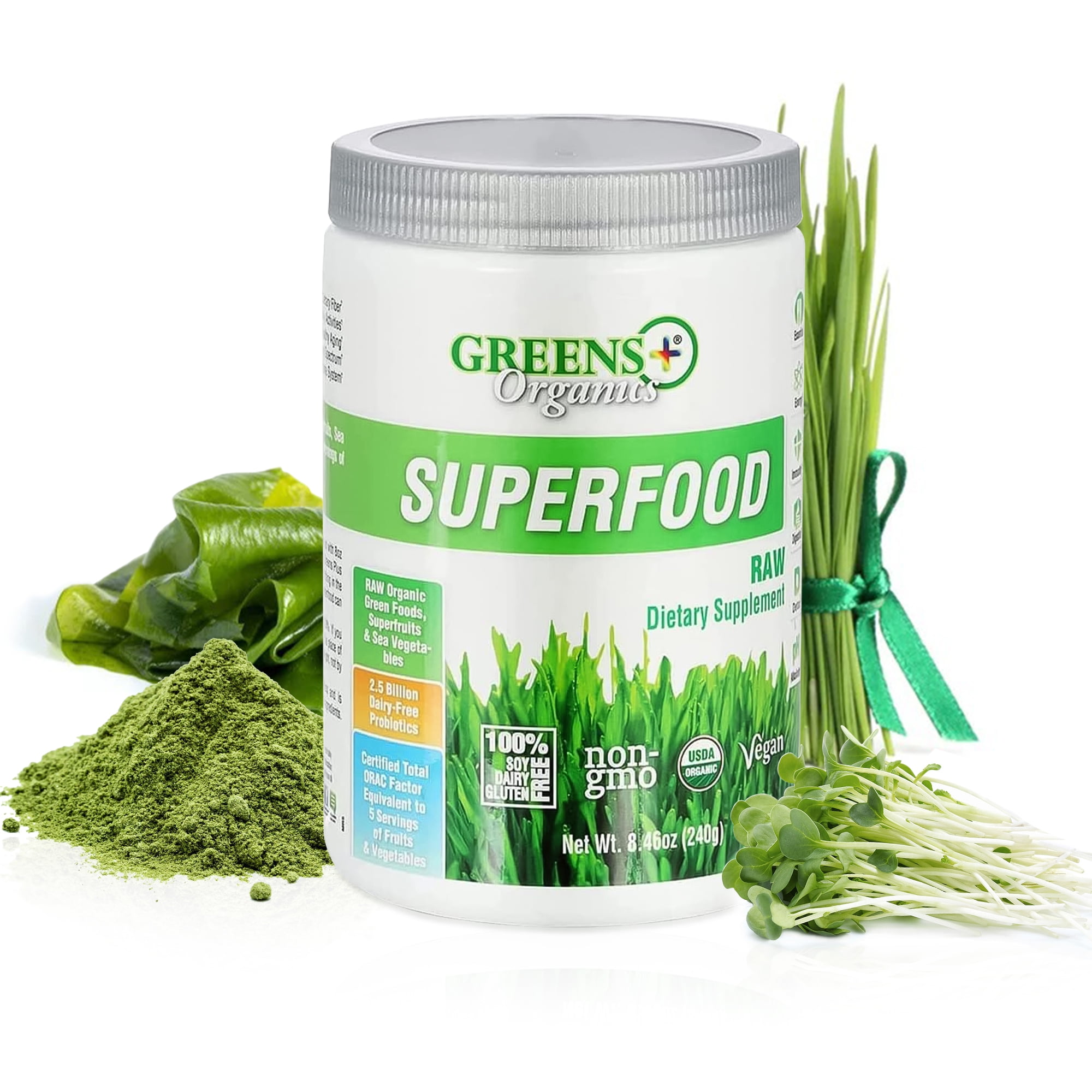 Greens Plus Organic Superfood Nutrition Powder Blend - Raw Super Greens ...