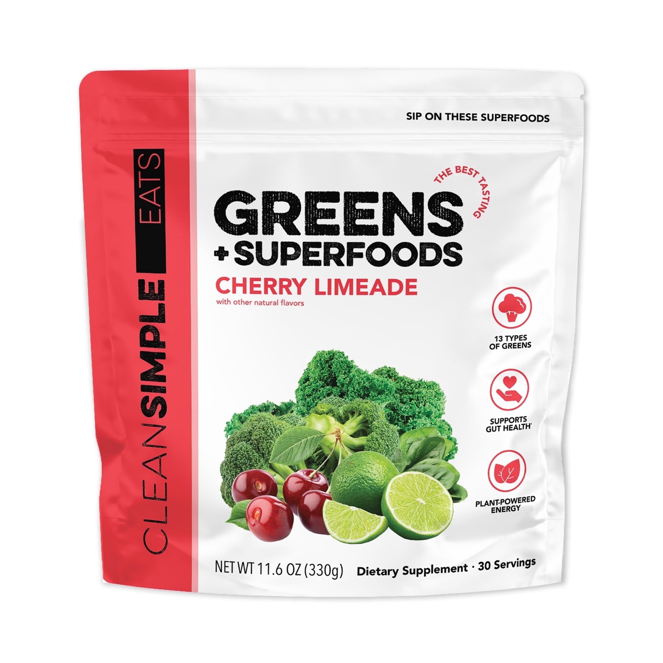 Clean Simple Eats Super Greens Powder, Cherry Limeade, Prebiotic ...