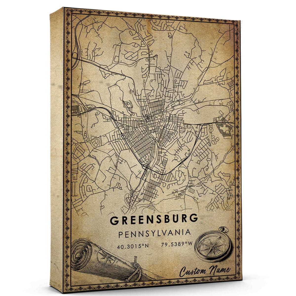 Greensburg Map Poster, Pennsylvania Map Art Poster, Canvas, Greensburg ...