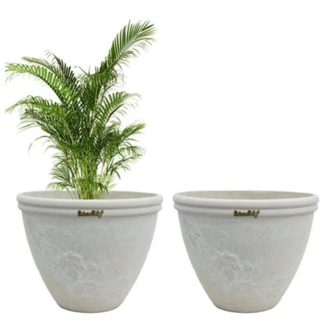 Greenship S-OE66B-WS-2 15 in. Resin Indoor & Outdoor Planter Pot with ...