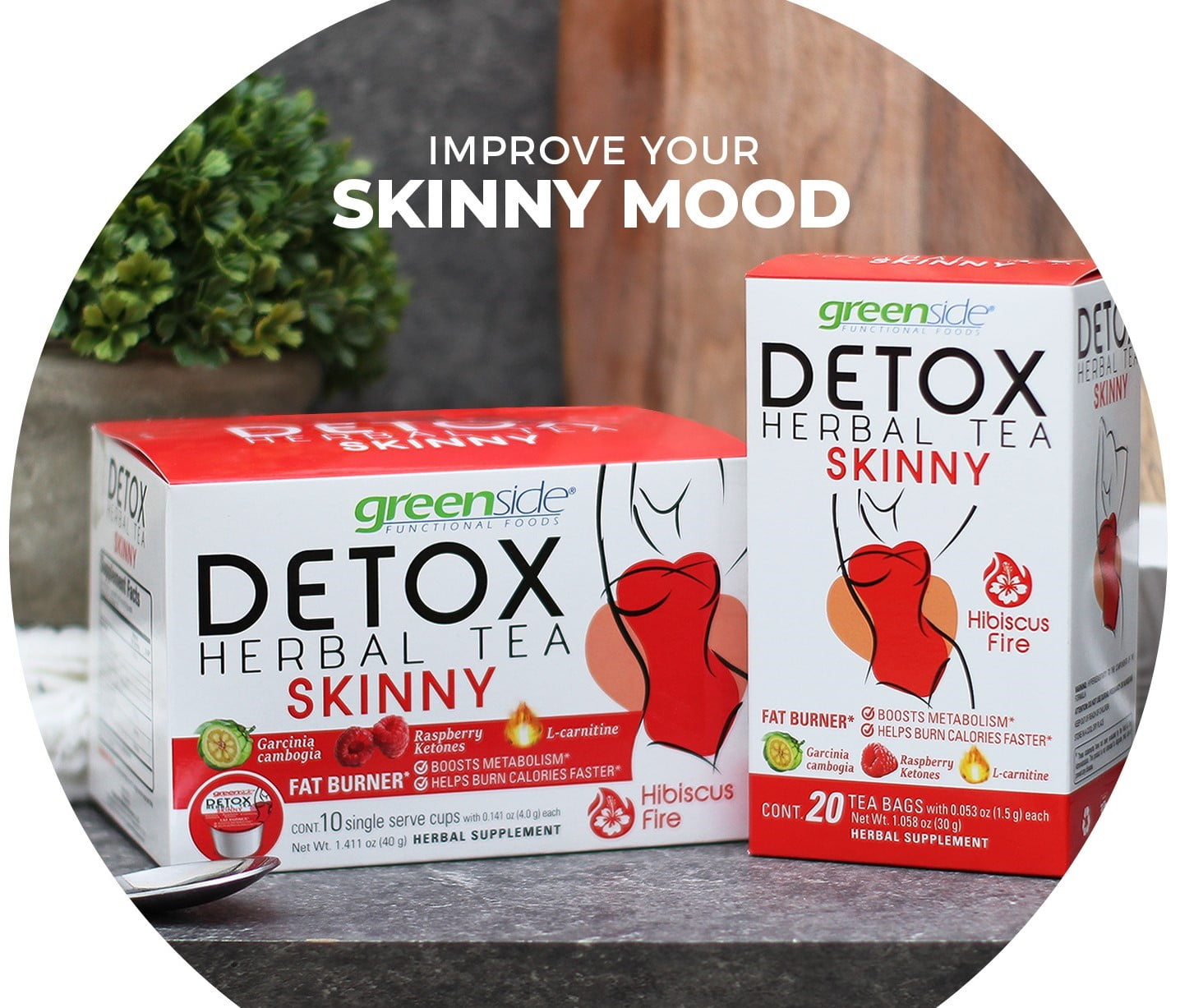Greenside Detox Skinny Herbal Tea Bags & Single Serve Cups - Fat Burner ...