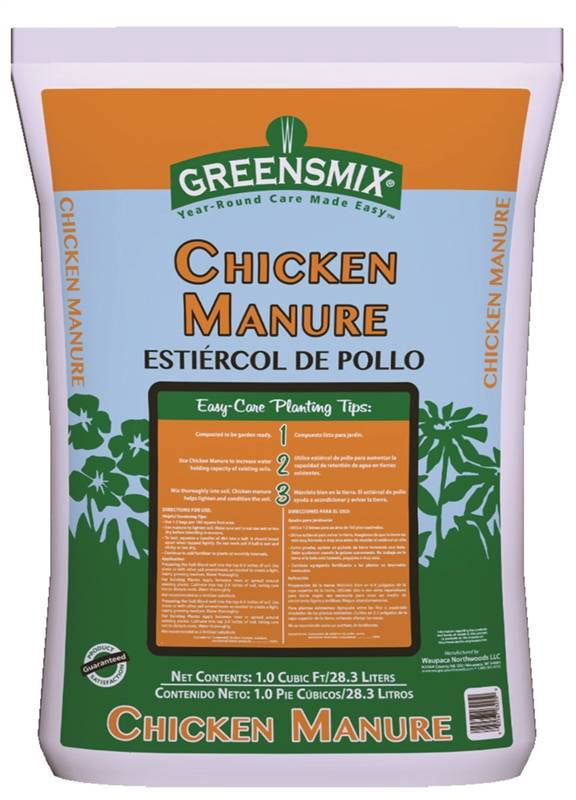 Greensmix Organic Chicken Manure for Garden, 1 cu ft, 36 lb Bag ...