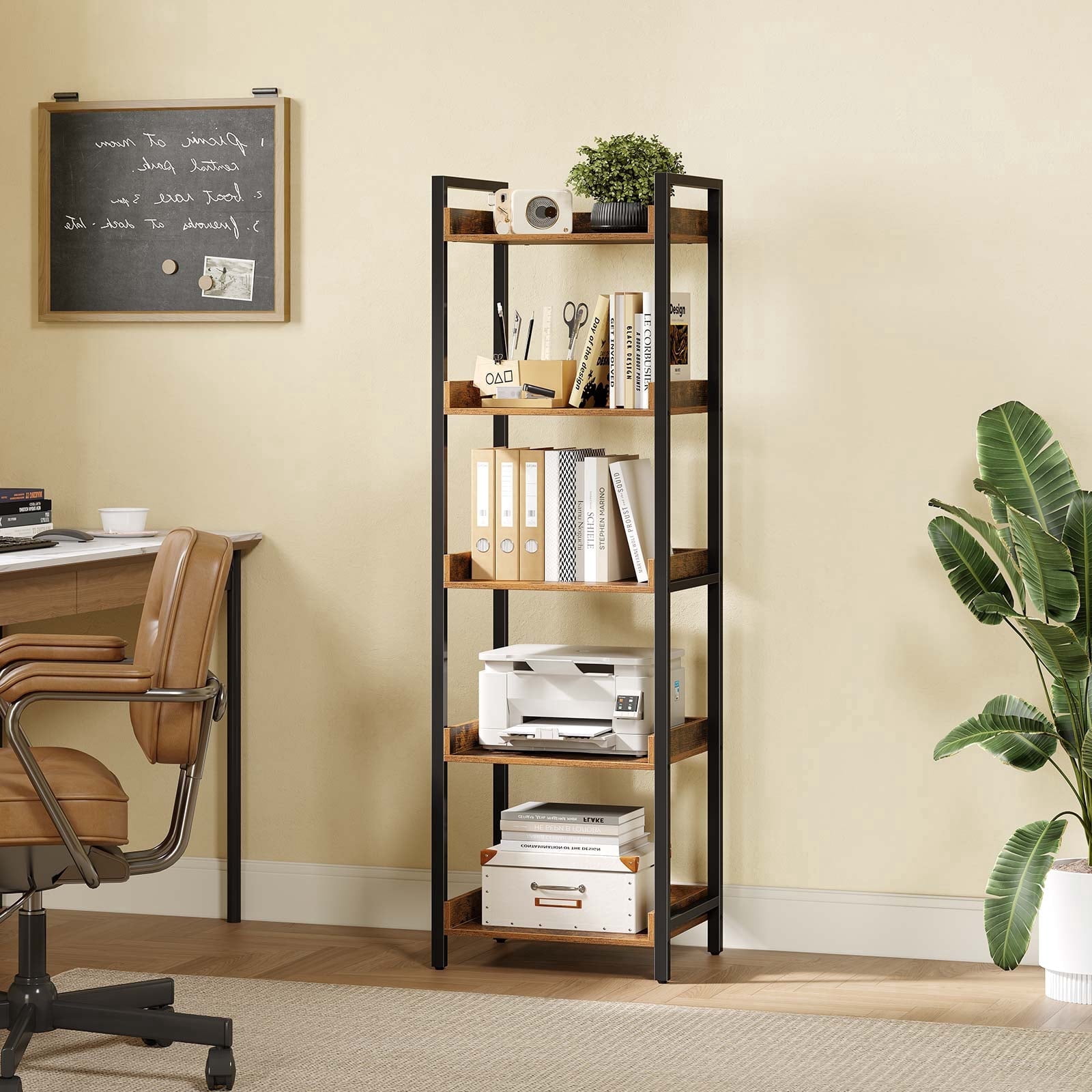 Greenstell 5 Tier Modern Style Bookshelf, Bookcase, High Bookshelf ...