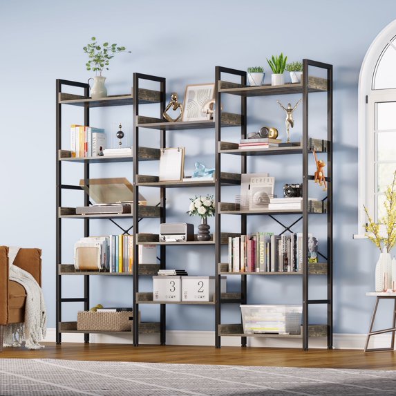 Greenstell Industrial Wide Bookcase,5-Tier Triple Storage System with 4 ...
