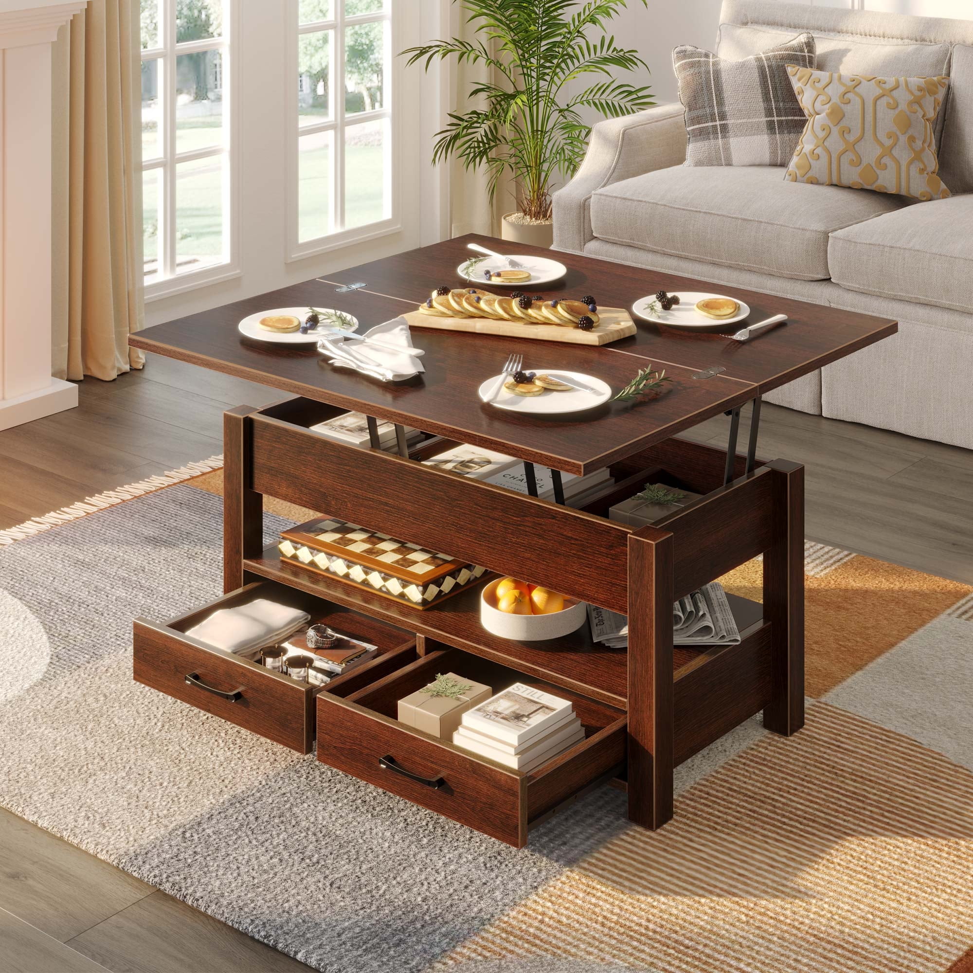 Greenstell Lift Top Coffee Table with Storage, Multi-Function Dining ...