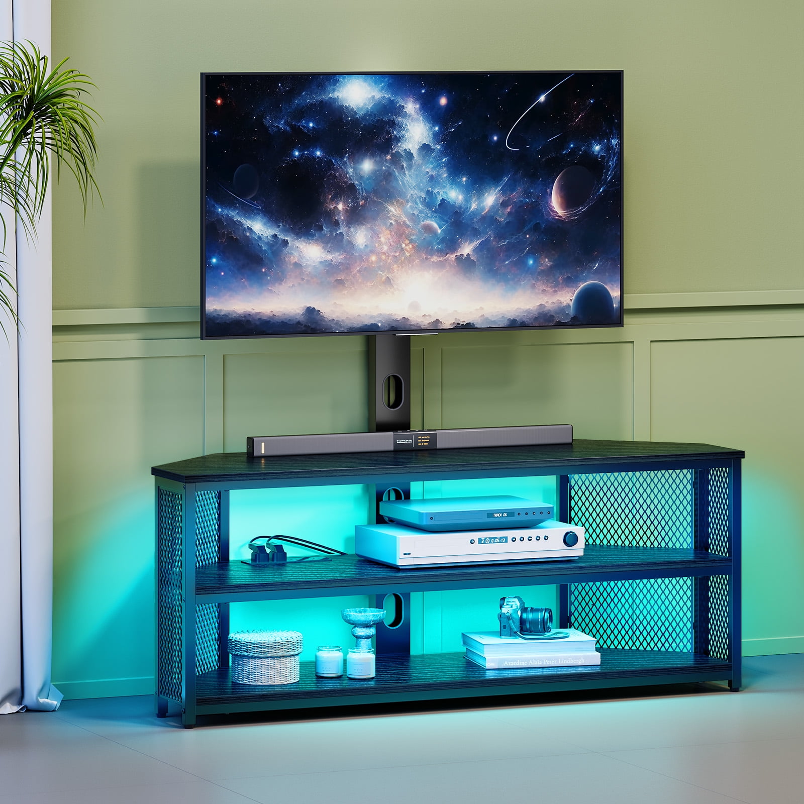 Greenstell Swivel TV Stand with Mount & Power Outlet - Height ...