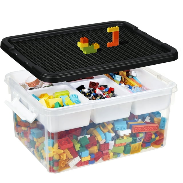Greentainer Plastic Storage Box with Building Baseplate Lid and ...