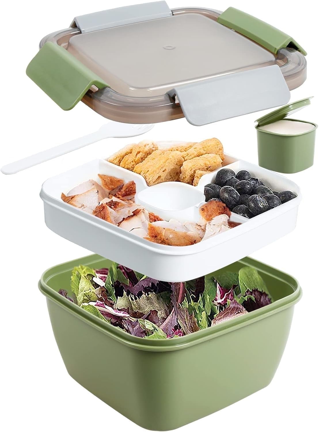 Greentainer 52oz Salad Container Lunch Box with Cutlery, Salad Box to ...