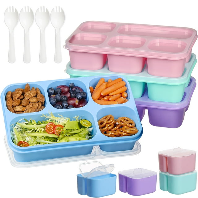 Greentainer 5-Compartment Meal Prep Lunch Boxes, BPA-Free, Microwavable ...