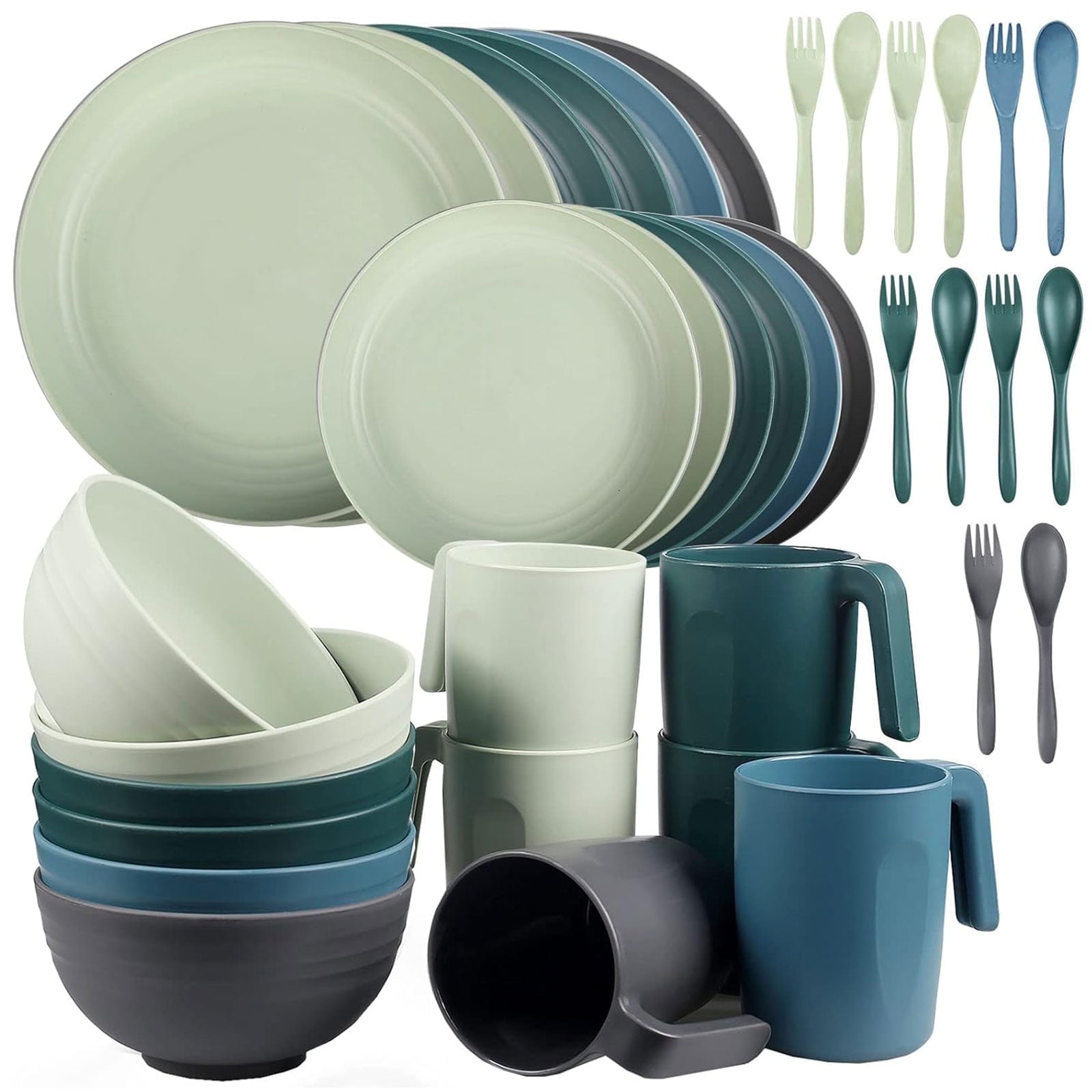 Greentainer Unbreakable Dinnerware Sets, 36 Pack - Walmart.com