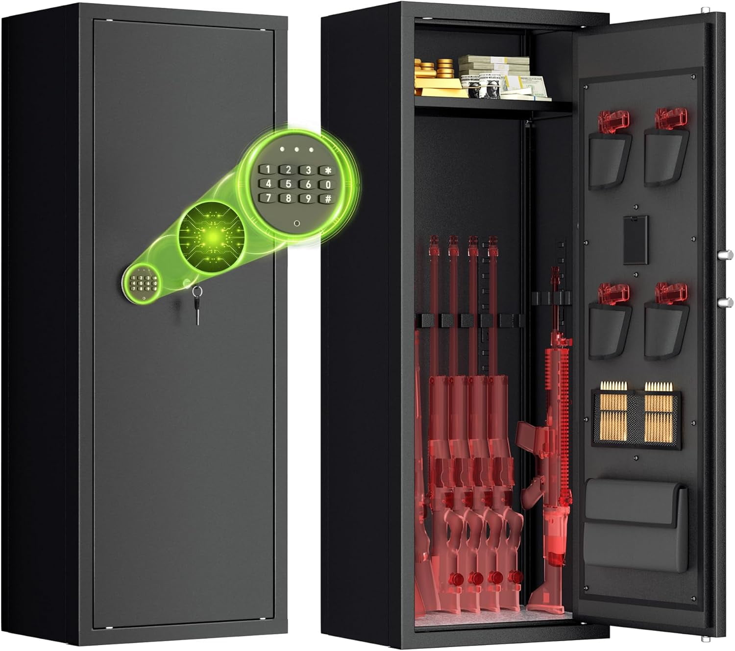 Greenvelly 10 Gun Safe for Rifles and Pistols,Quick Access Gun Safe ...
