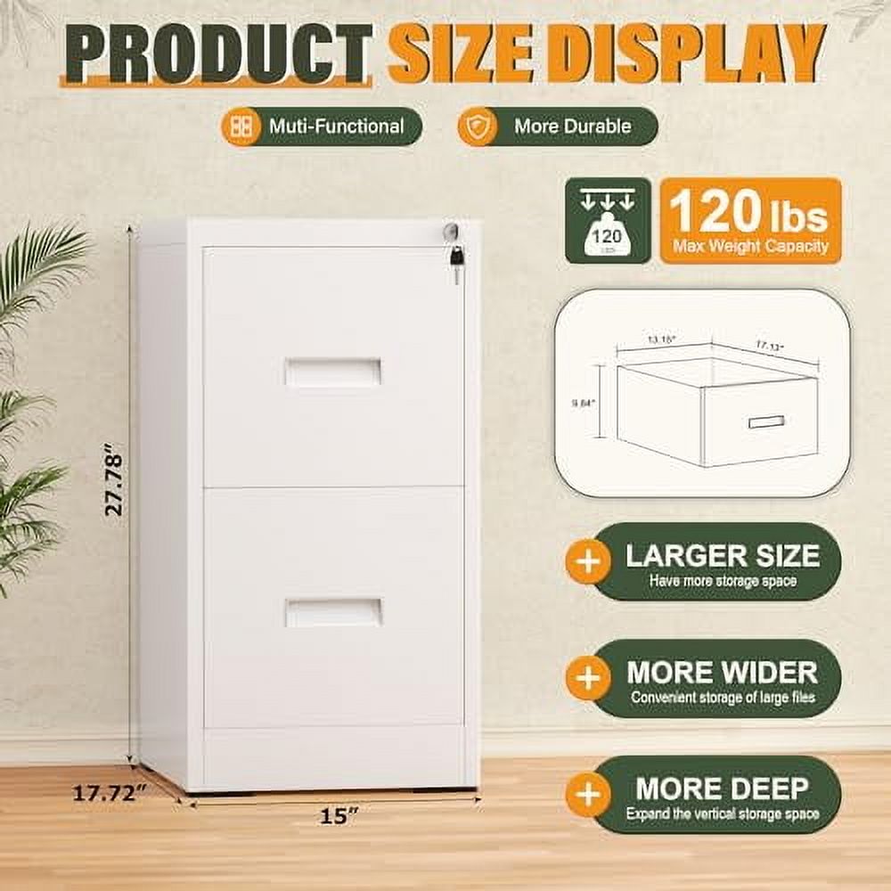 Greenvelly 2 Drawer File Cabinet with Lock, Metal Filing Cabinet for ...