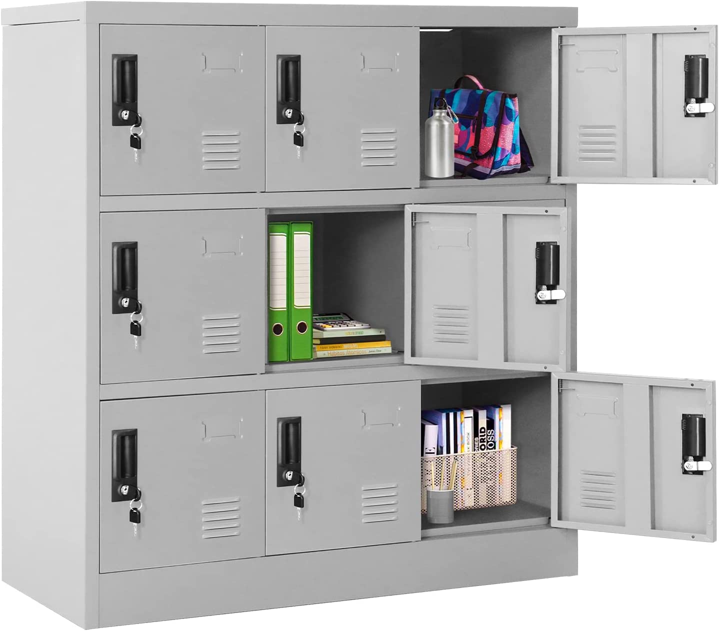 Greenvelly 9 Door Storage Locker for Employee, Metal Locker for Office ...