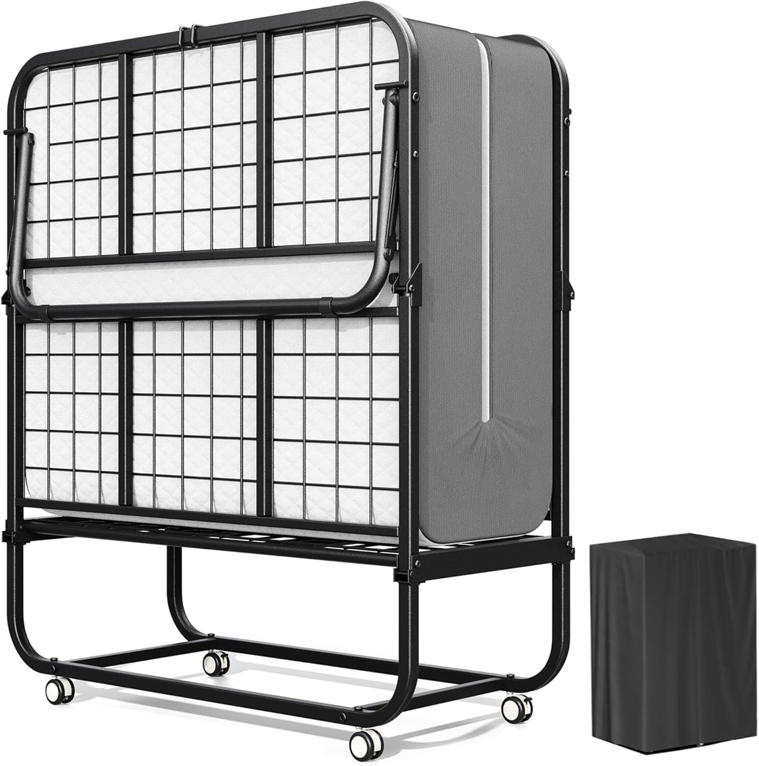 Greenvelly Folding Bed with Mattress,Portable Rollaway Beds with 5-Inch ...