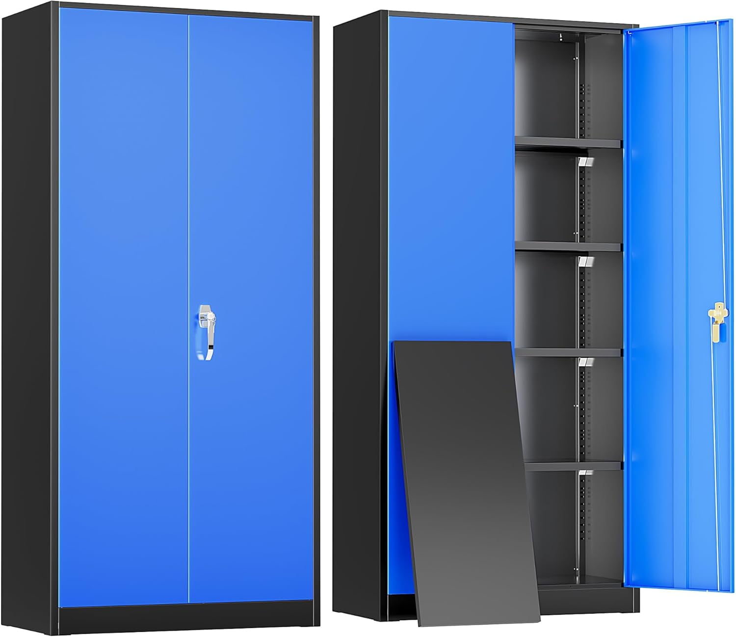 Greenvelly Metal Garage Storage Cabinet with 2 Doors and 4 Adjustable Shelves, 72" H Lockable ...