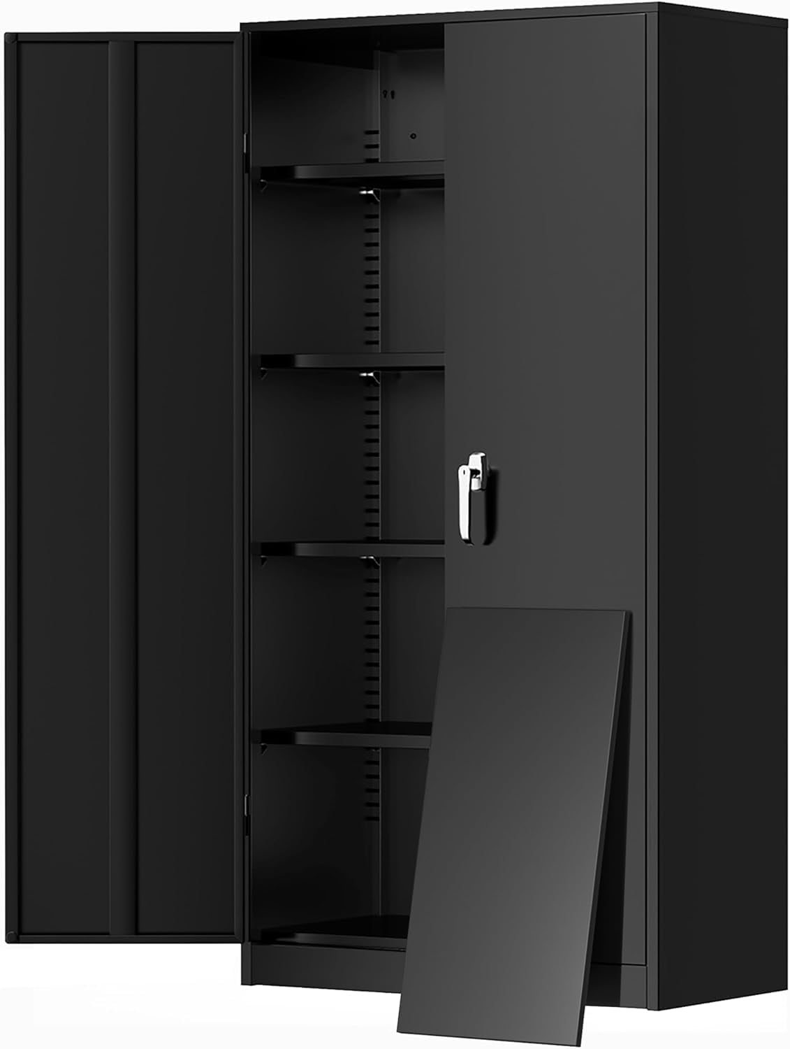 Greenvelly Metal Garage Storage Cabinet, 72” Locking Black Tool Steel ...