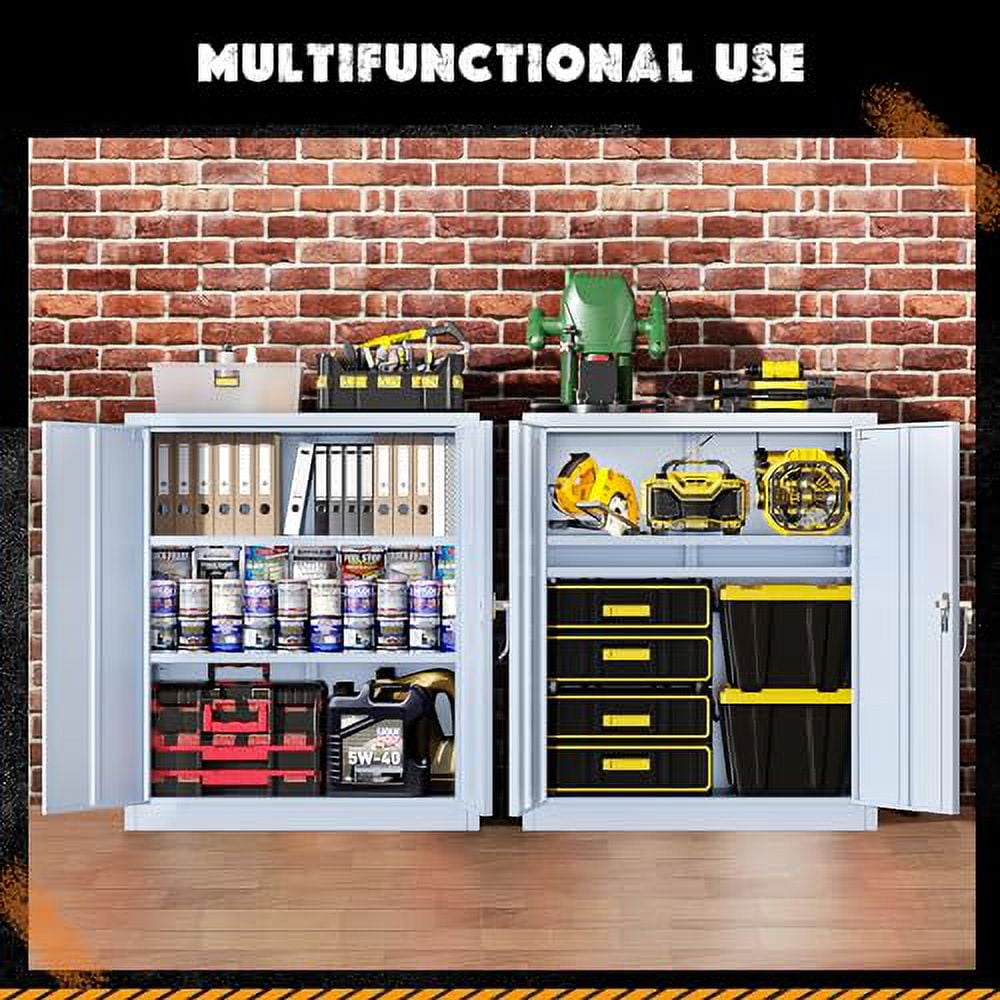 Greenvelly Metal Garage Storage Cabinet, Lockable Metal Cabinets with 2 ...