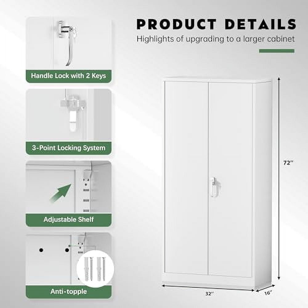 Greenvelly Metal Garage Storage Cabinet,Steel Lockable Storage Cabinet ...