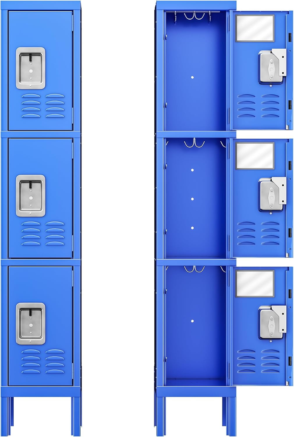 Greenvelly Metal Locker, 3 Tiers Lockers for Employees with Hanging ...