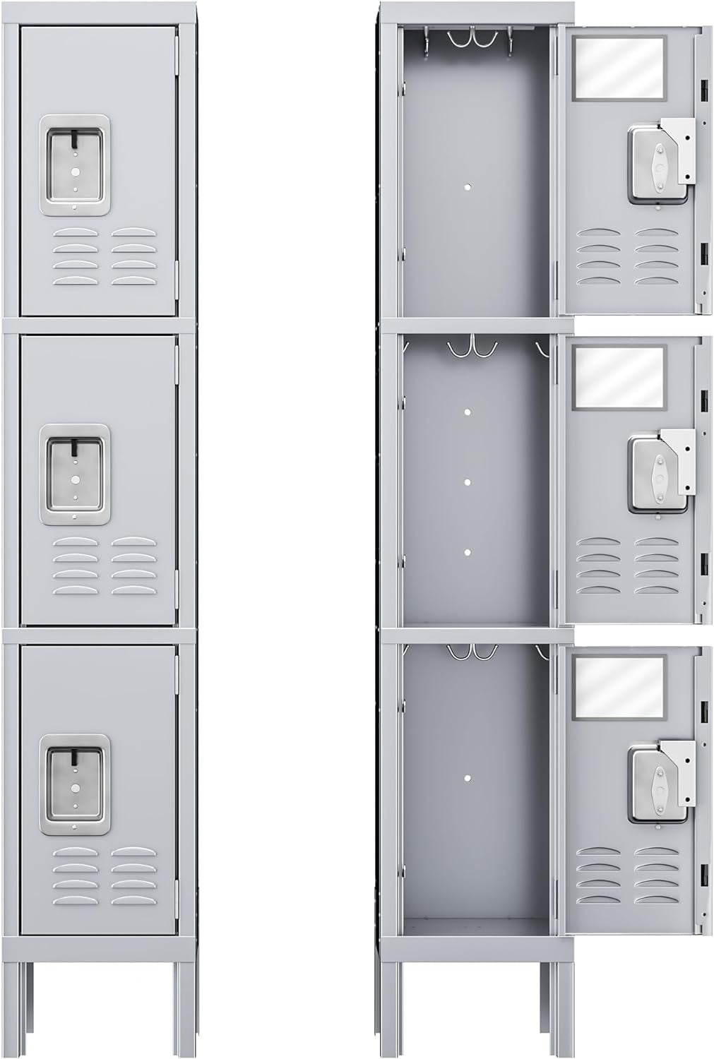 Greenvelly Metal Locker, 3 Tiers Lockers for Employees with Hanging ...