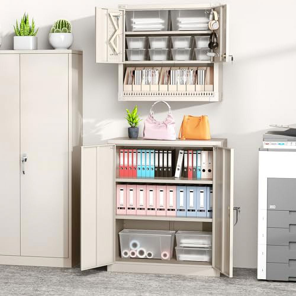 Greenvelly Metal Storage Cabinet, 42” Steel Locking Cabinet with Doors ...