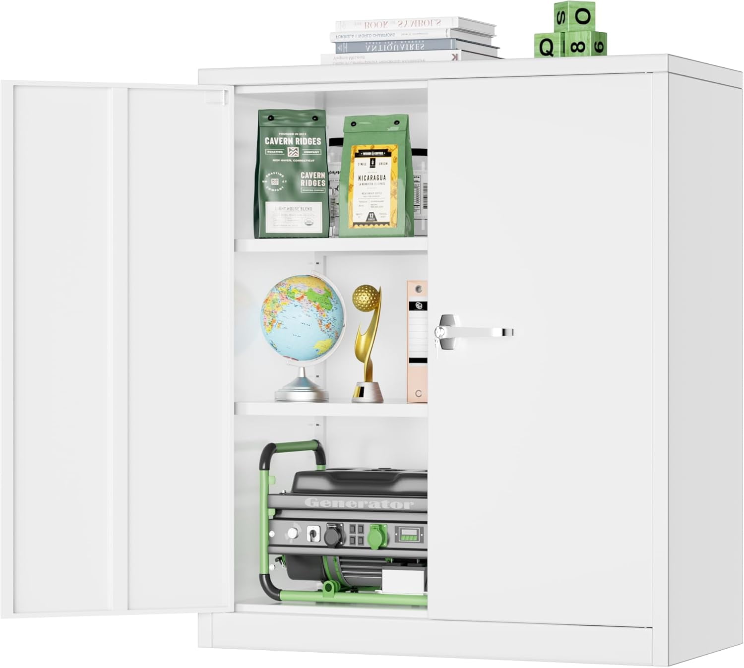 Greenvelly Metal Storage Cabinet, 42” Steel Locking Cabinet with Doors ...