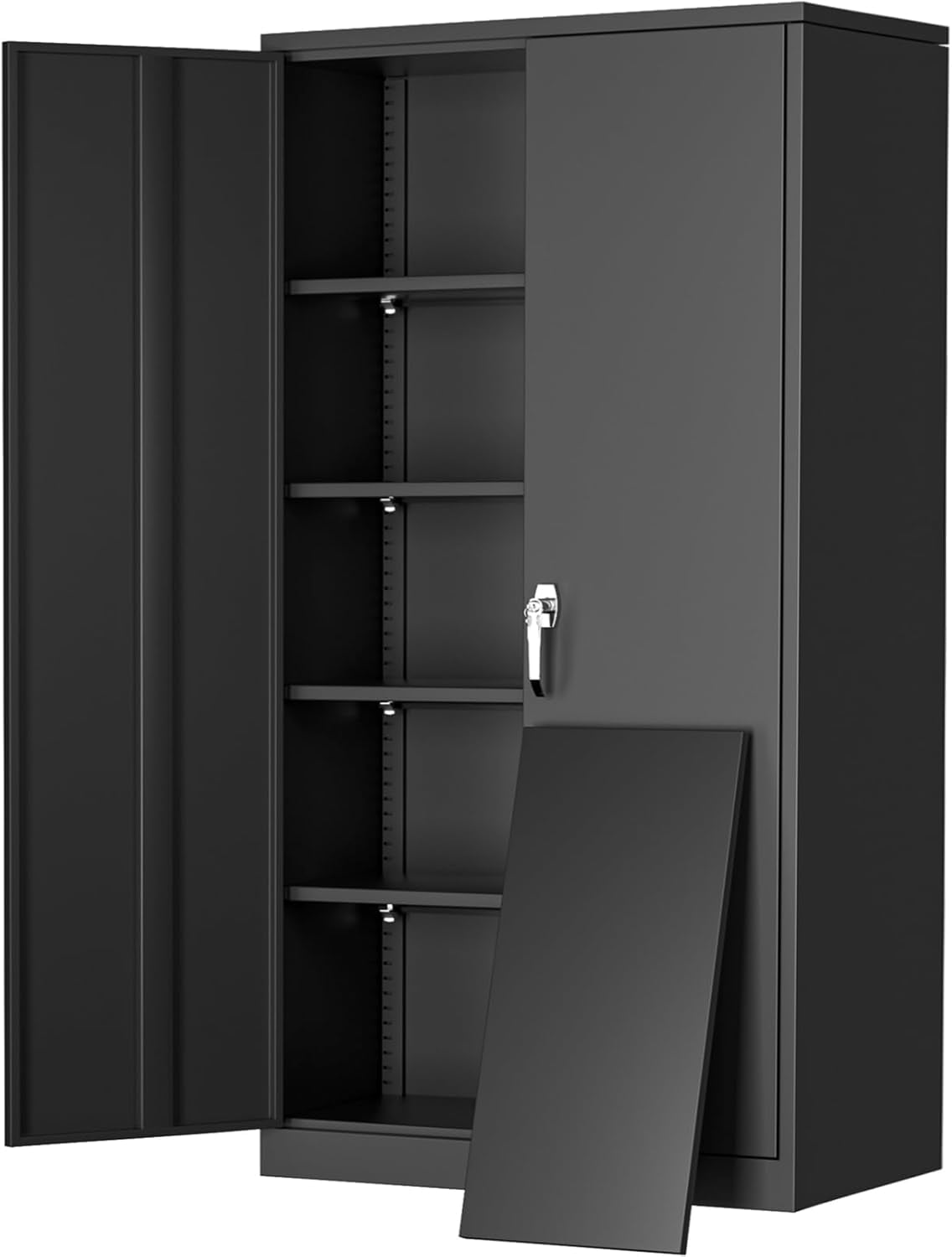 Greenvelly Metal Storage Cabinet, 72" Black Locking Metal Garage ...