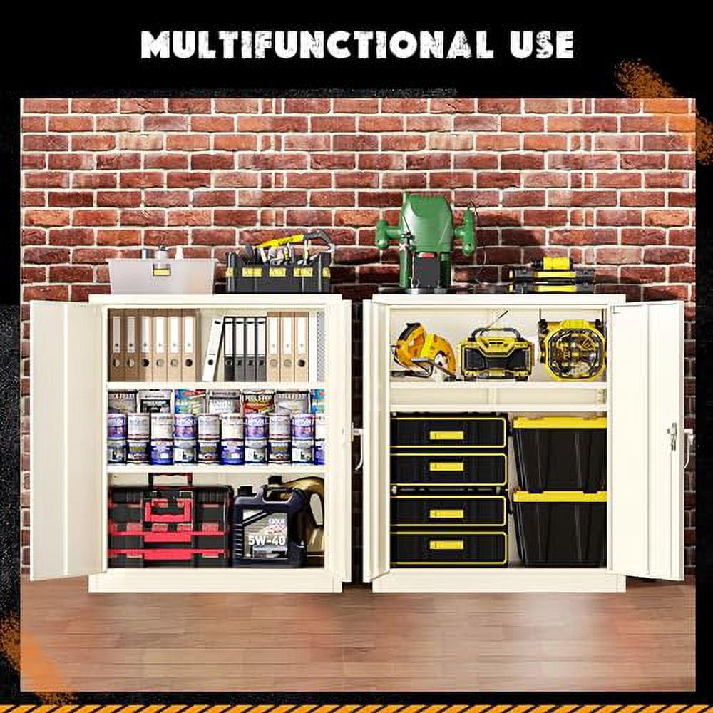 Greenvelly Metal Storage Cabinet with Doors and Shelves,Lockable ...