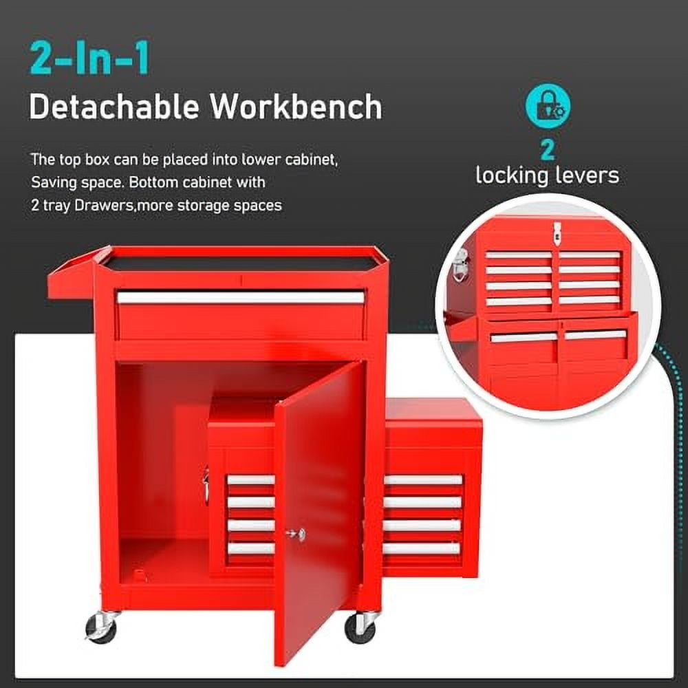 Greenvelly Metal Tool Chest,5-Drawer Rolling Tool Cart with Wheels,2 in ...