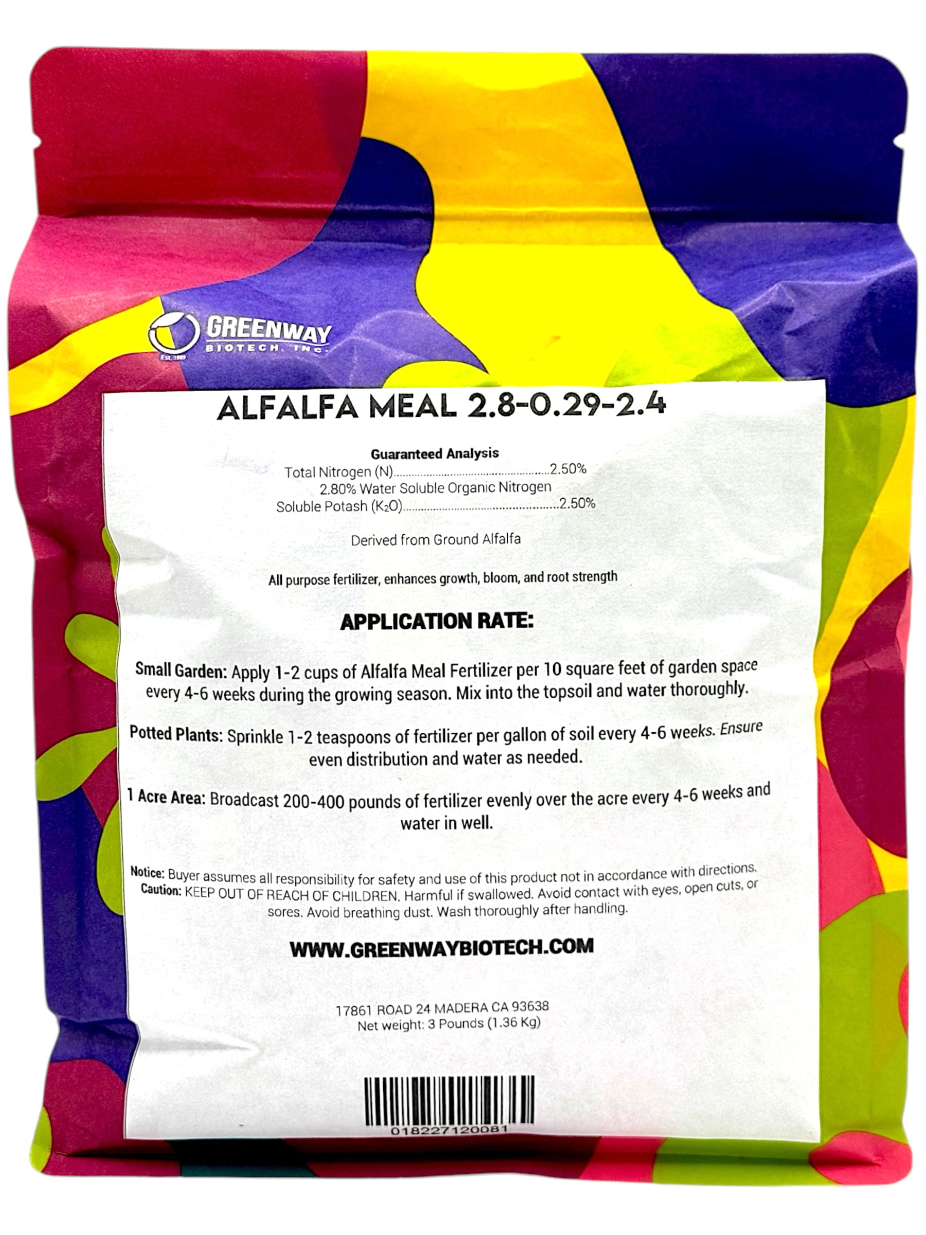 Greenway Biotech Alfalfa Meal Fertilizer 2.50-0-2.50 3 Pounds - Walmart.com