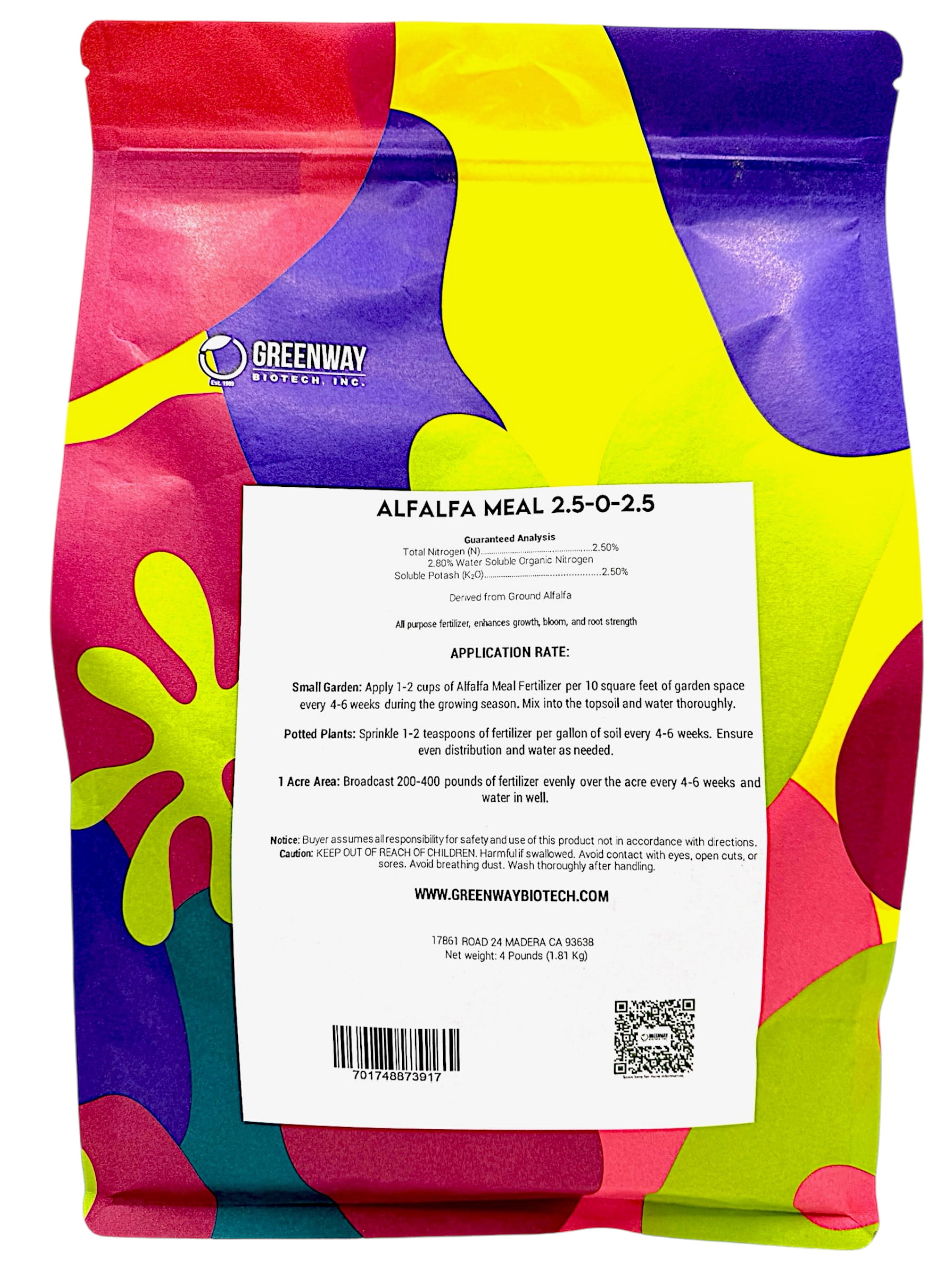 Greenway Biotech Alfalfa Meal Fertilizer 2.50-0-2.50 4 Pounds - Walmart.com