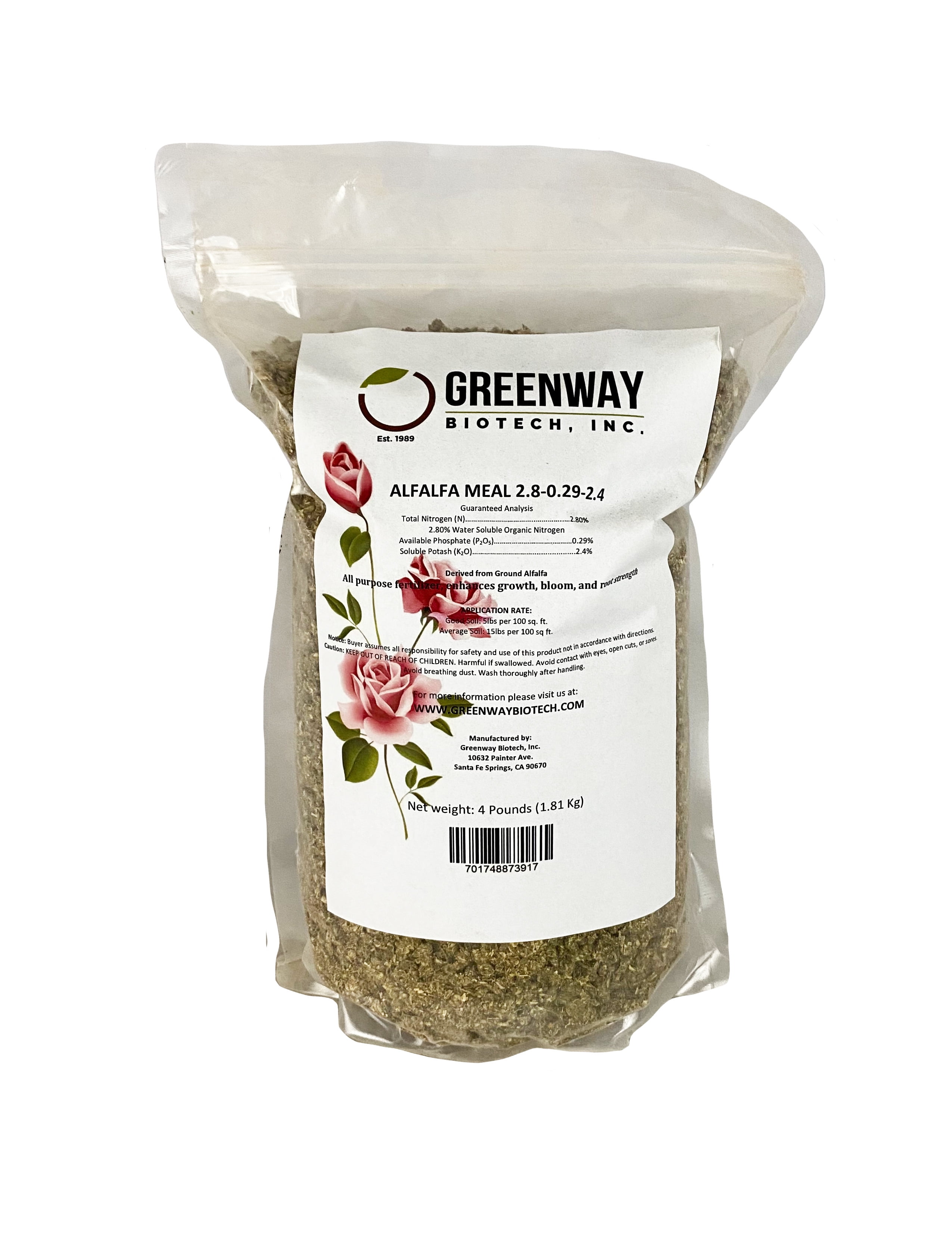 Greenway Biotech Alfalfa Meal Fertilizer 2.50-0-2.50 4 Pounds - Walmart.com