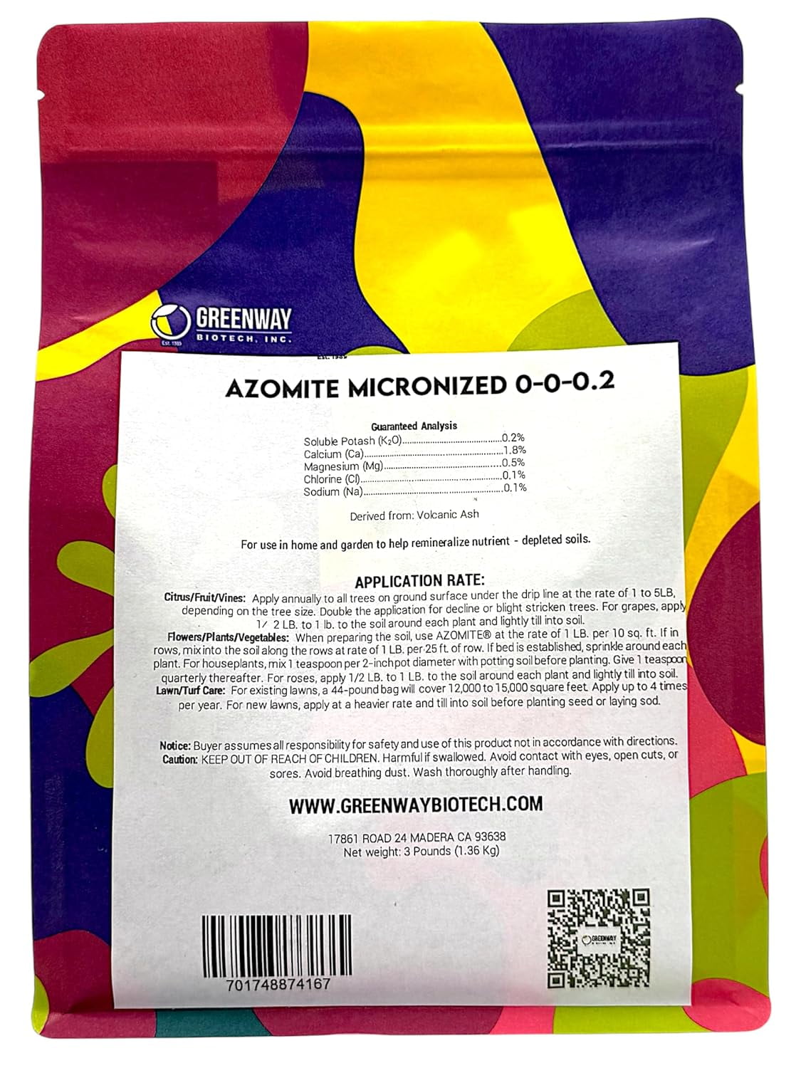 Greenway Biotech Azomite Rock Dust Volcanic Ash Organic Fertilizer with ...