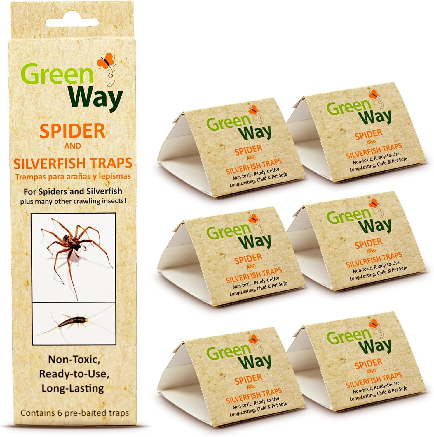 Greenway Silverfish and Spider Traps, Non-Toxic Indoor with High ...