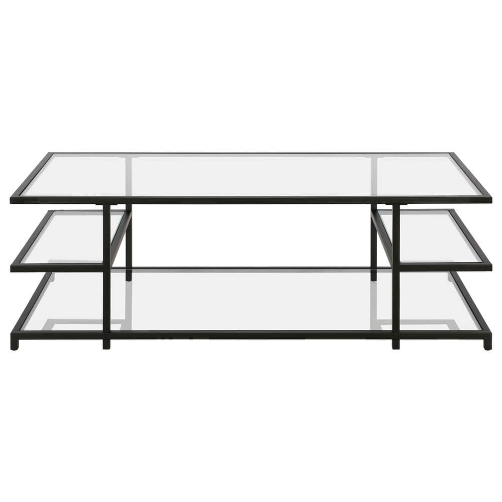 Greenwich 54 in. Blackened Bronze Rectangular Glass Top Coffee Table ...