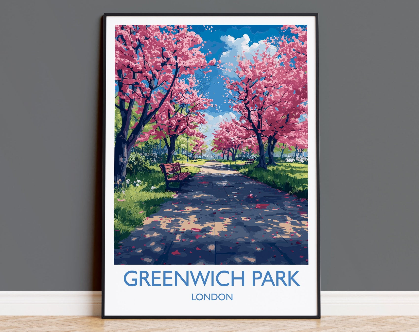 Greenwich Park Travel Poster Wall Art, Travel Print of Greenwich Park ...