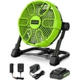 Greenworks Operated 24V 10" Rechargeable Portable Fan (5-Speed, 500 CFM ...