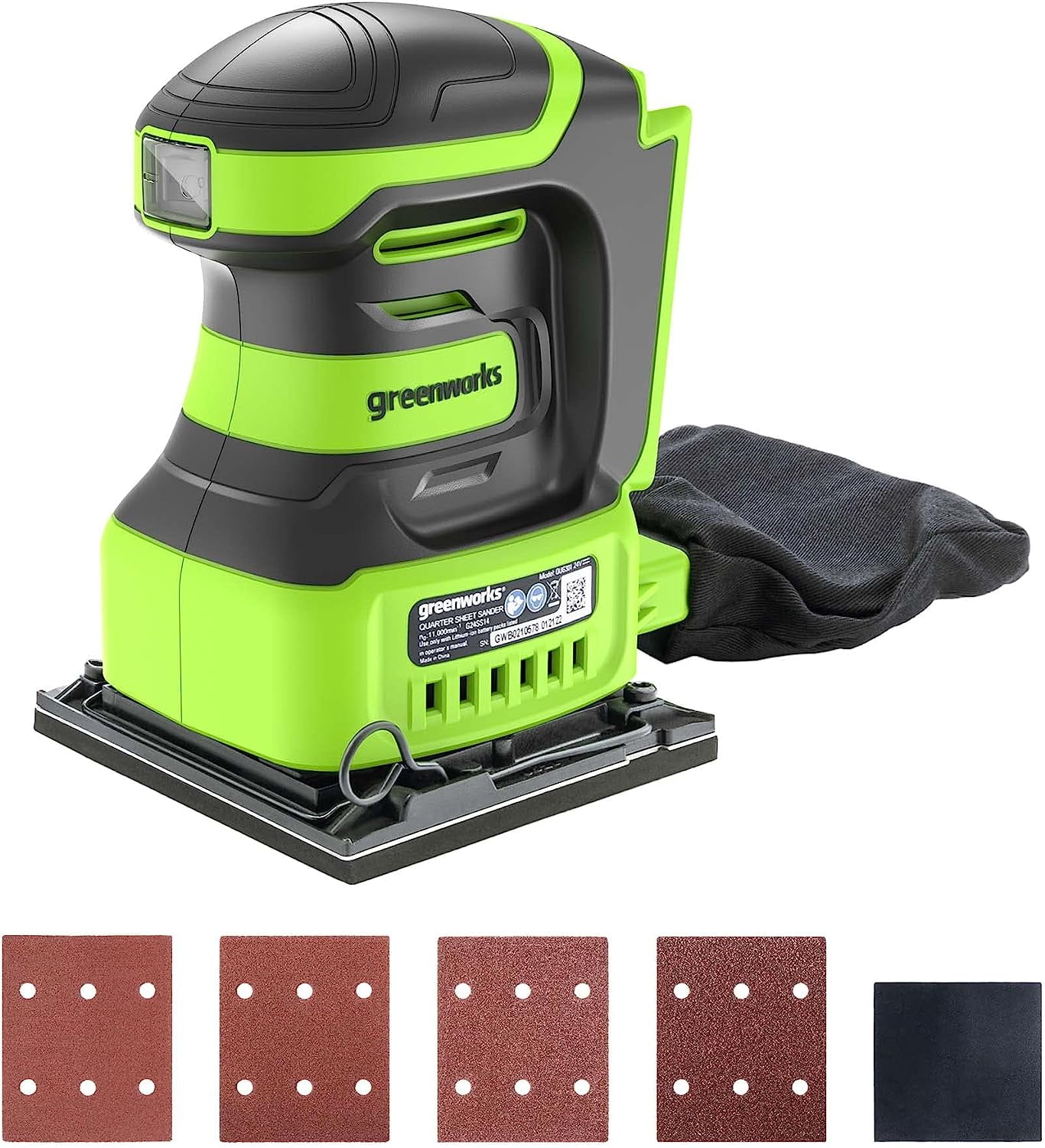 Greenworks 24V Cordless 1/4 Quarter Sheet Sander Tool Only, 11,000 OPM ...