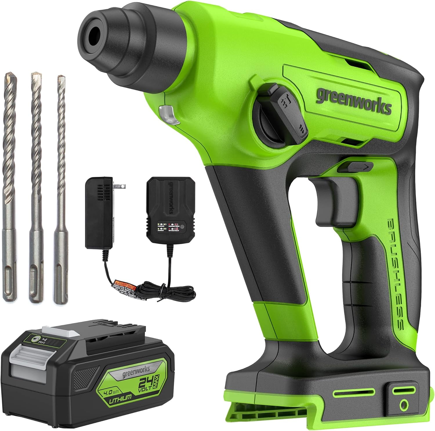 Greenworks 24V Cordless SDS 1.2J Heavy Duty Rotary Hammer Drill, 1-Inch ...