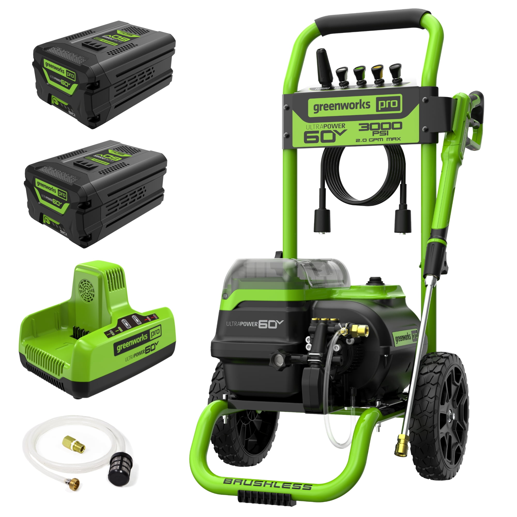 Greenworks 3000 PSI at 2.0 GPM 60 V Battery-Powered Cold Pressure ...