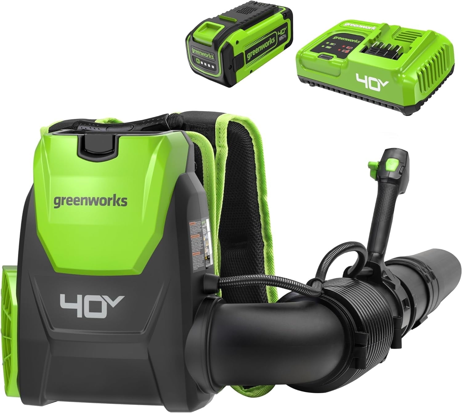 Greenworks 40V Brushless Backpack Blower (165 MPH / 660 CFM), 8.0Ah ...