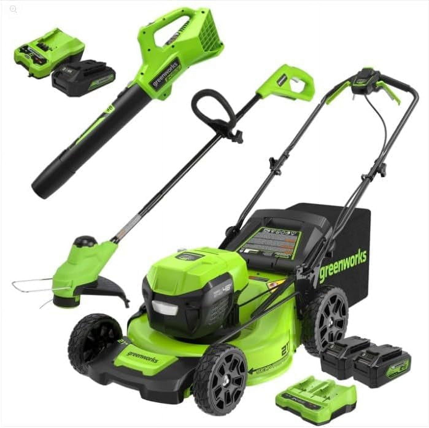 Greenworks 48V (2x24V) 21" Cordless Self-Propelled Mower, 10" String ...