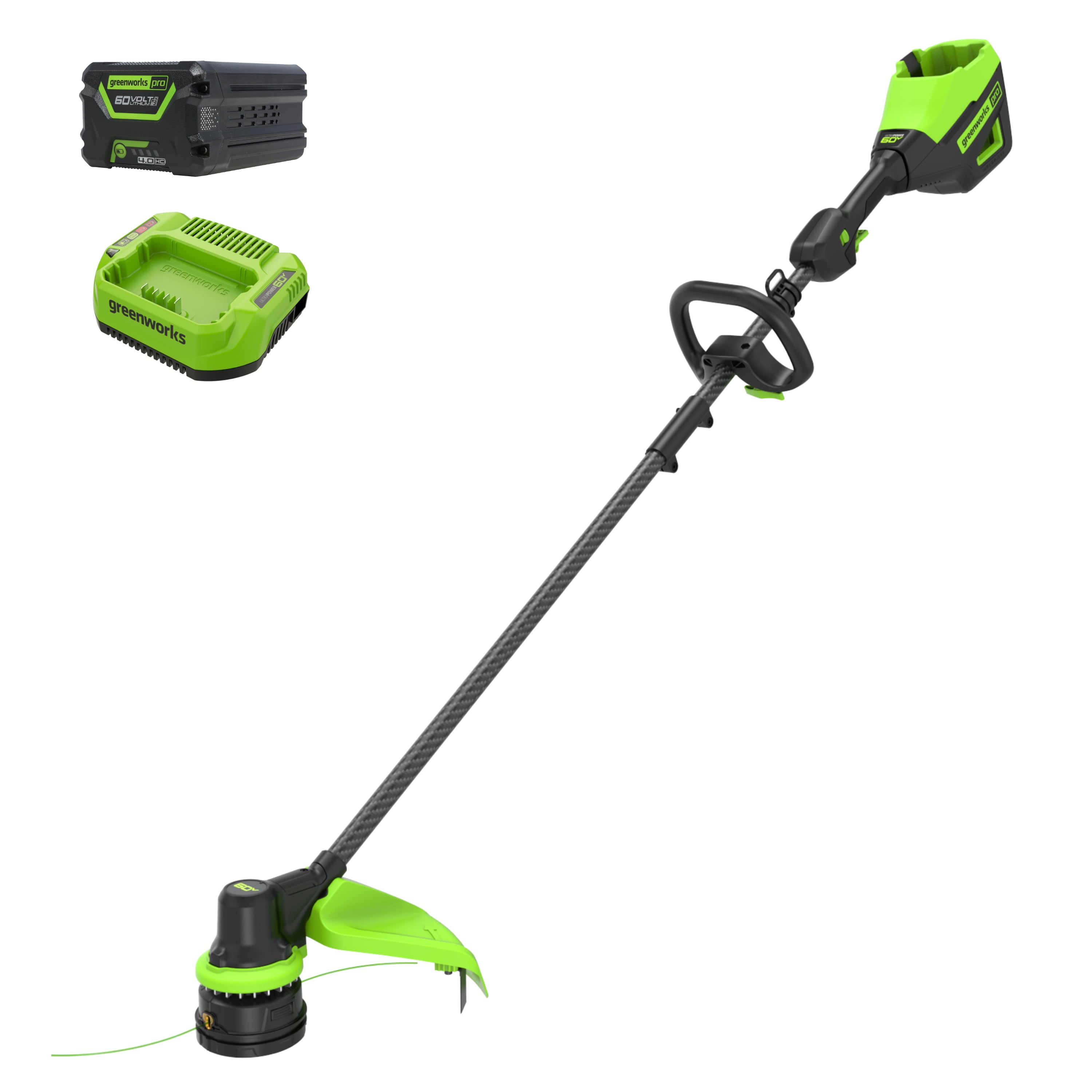 Greenworks 60V 17" Cordless Brushless Carbon Fiber Shaft String Trimmer ...